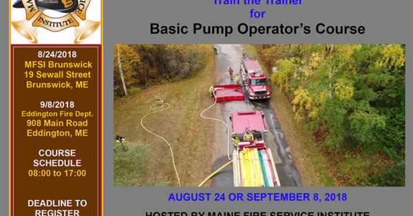 Basic Pump Operator's Course Train the Trainer - Maine Fire Service ...