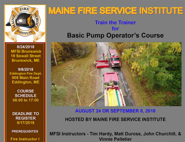 Basic Pump Operator's Course Train the Trainer - Maine Fire Service ...