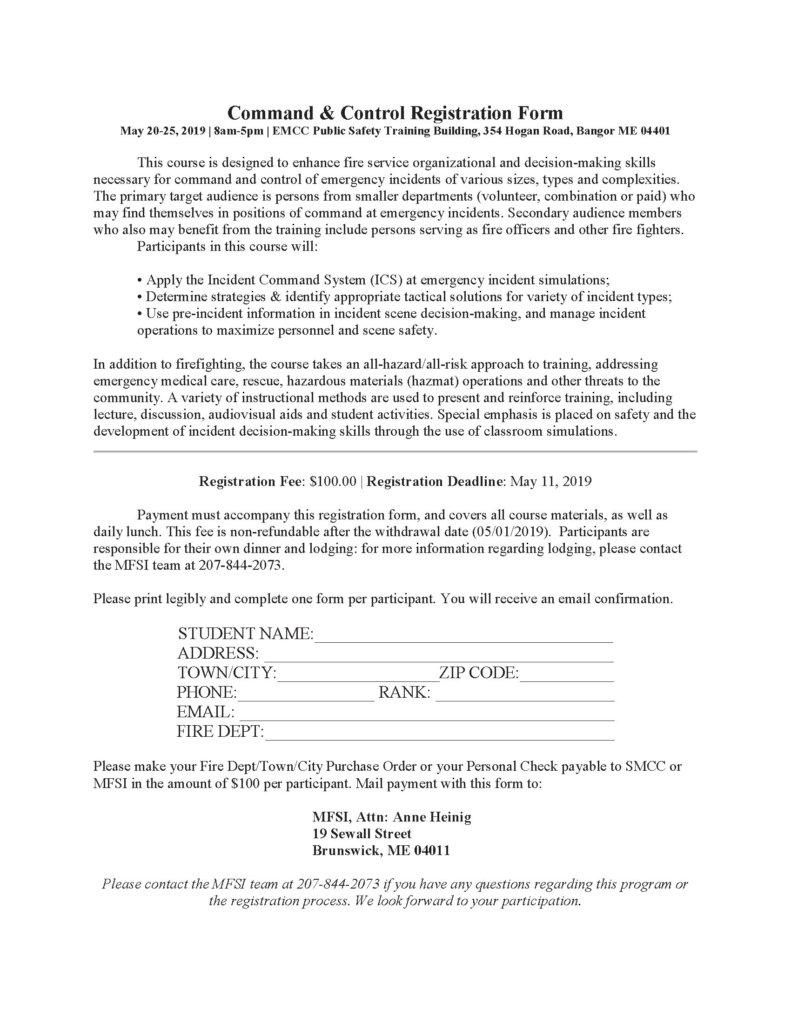 NFA Command & Control Course - Maine Fire Service Institute