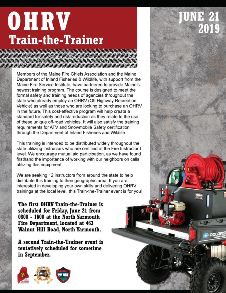 OHRV flyer - Maine Fire Service Institute