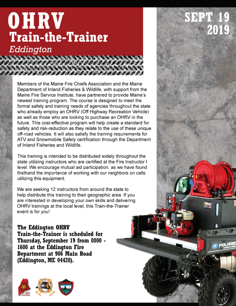 Eddington OHRV Train-the-Trainer - Maine Fire Service Institute
