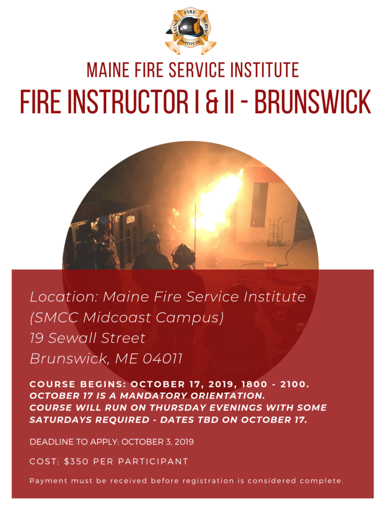 Fire Instructor I & II - Brunswick - Maine Fire Service Institute
