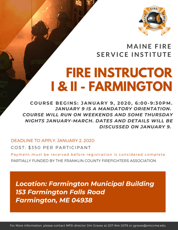 Fire Instructor I & II - Farmington - Maine Fire Service Institute