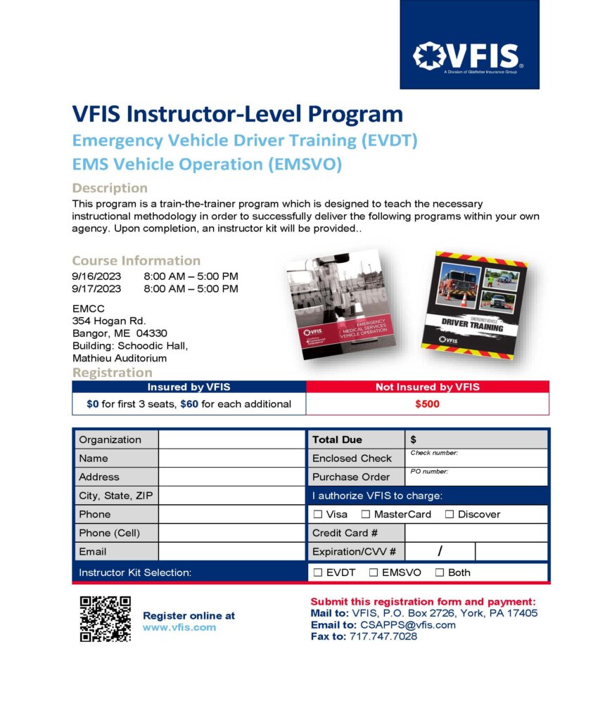 VFIS EVDT & EMS-VO TtT (Bangor) - Maine Fire Service Institute