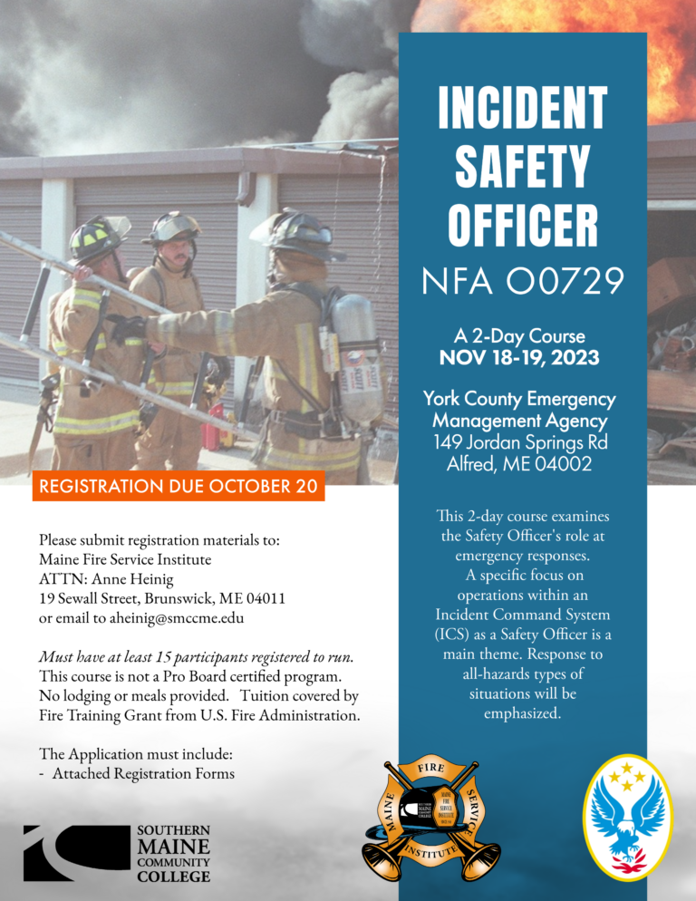 Incident Safety Officer - NFA O0729 - Maine Fire Service Institute
