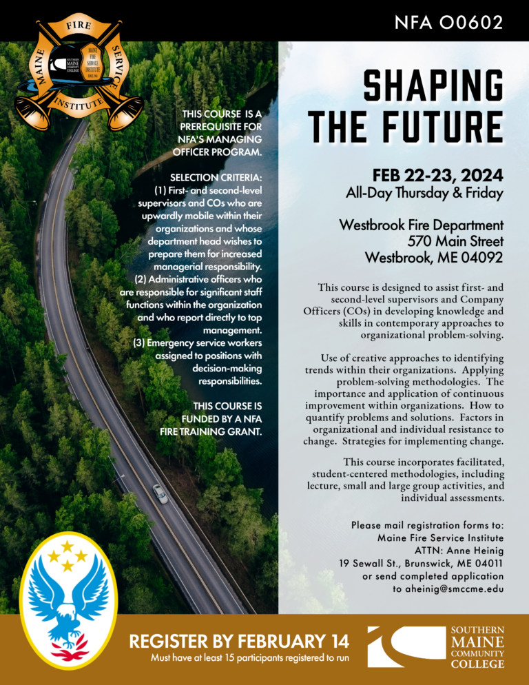 NFA - Shaping the Future (O0602) 2-Day Course - Maine Fire Service ...