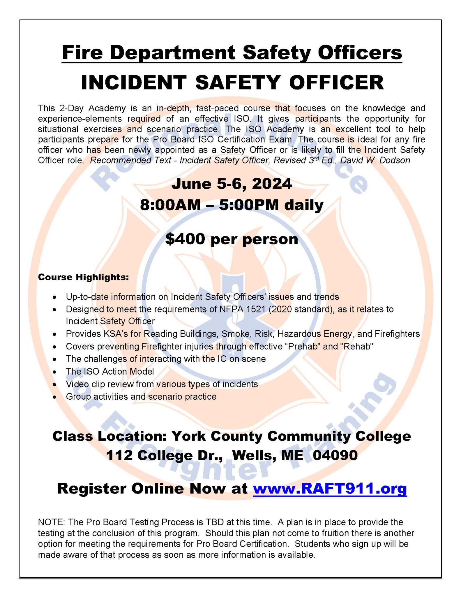 Incident Safety Officer - Maine Fire Service Institute