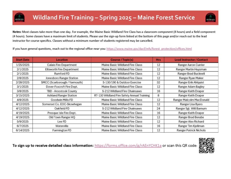 Wildland Fire Training (Maine Forest Service) 2025