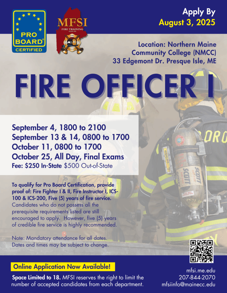 *FULL* Fire Officer I - Maine Fire Service Institute