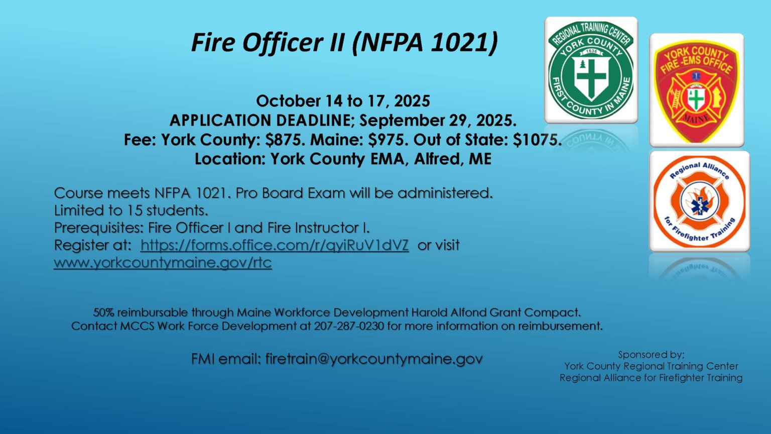 *FULL* Fire Officer II (RAFT, External Agency) - Maine Fire Service Institute