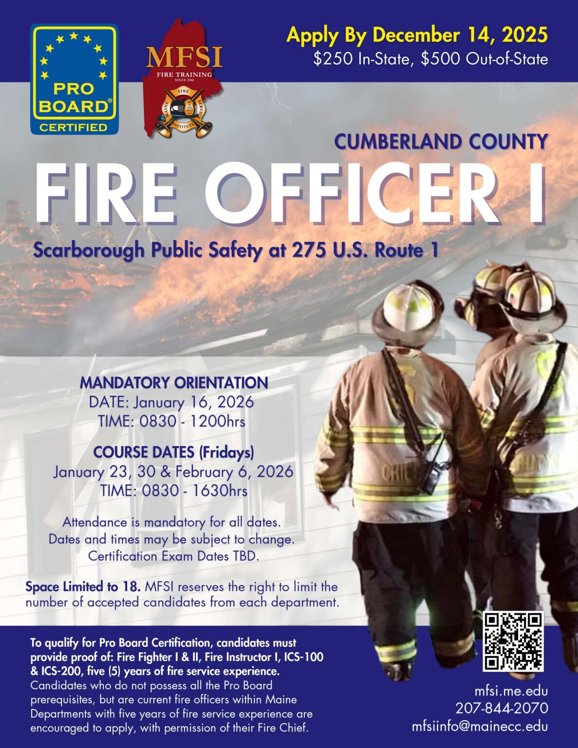 *FULL* Fire Officer I (Scarborough) - Maine Fire Service Institute