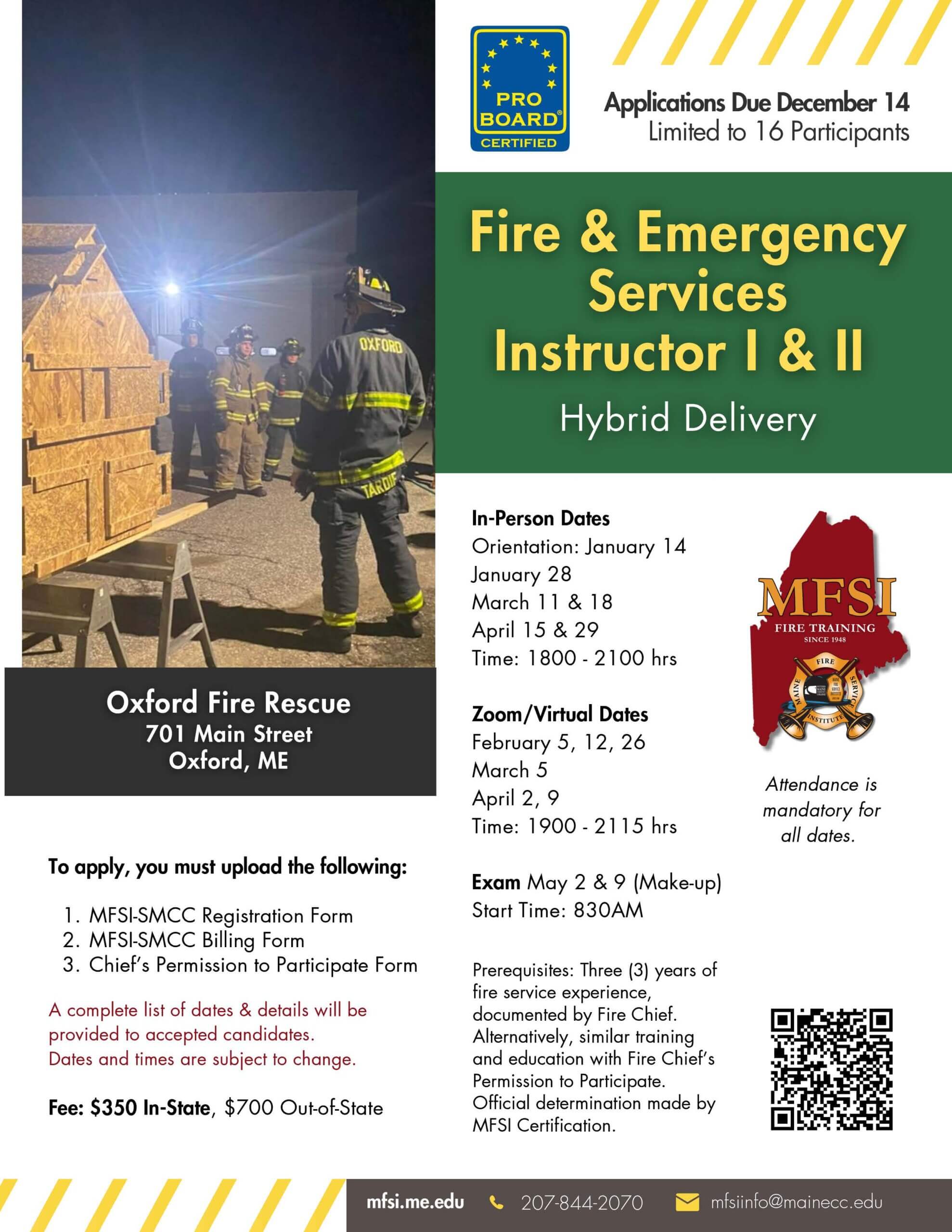 *FULL* Fire & Emergency Services Instructor I & II (Oxford) - Maine ...